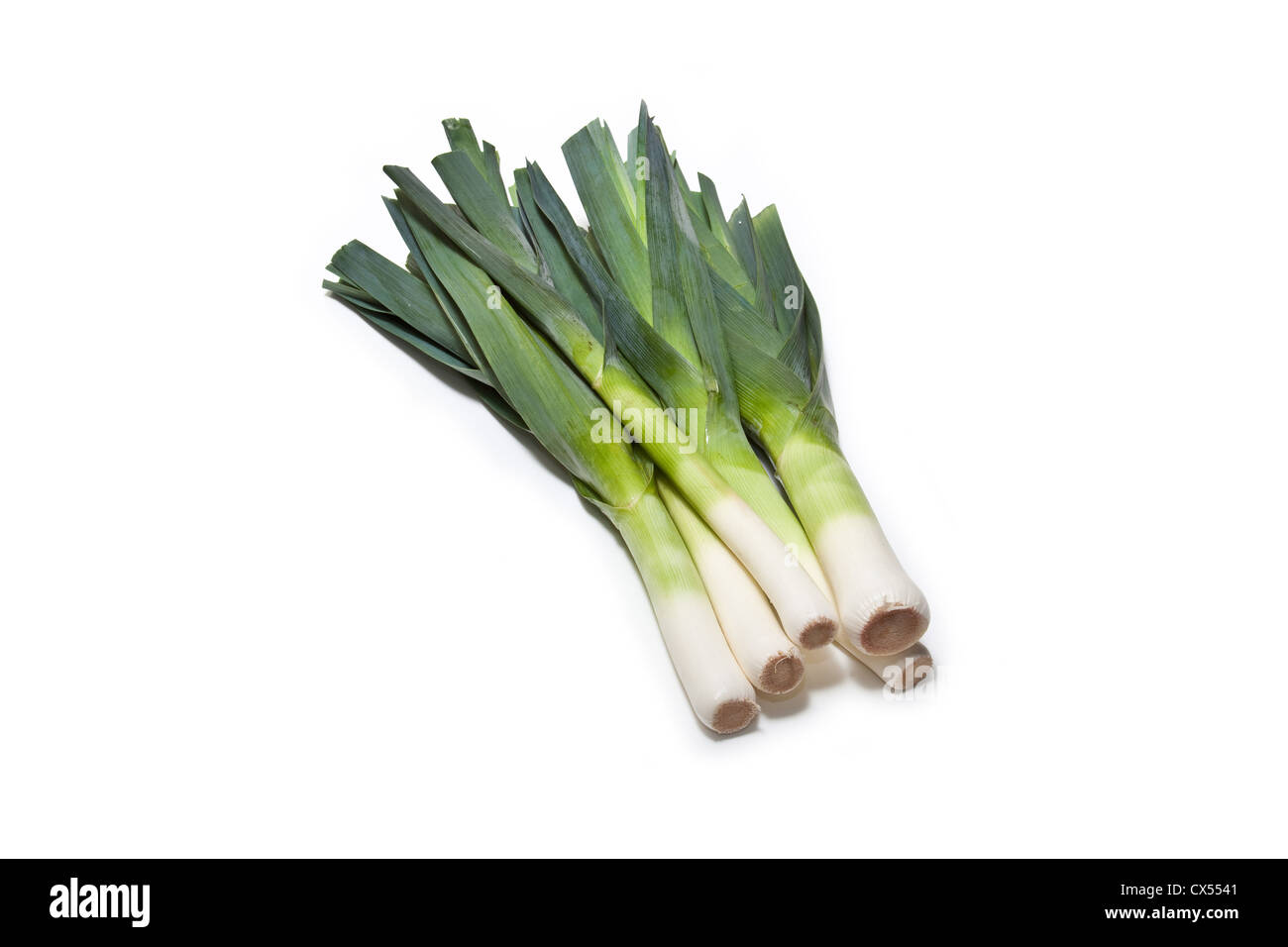 Bunch of large Leeks isolated on a white studio background Stock Photo ...