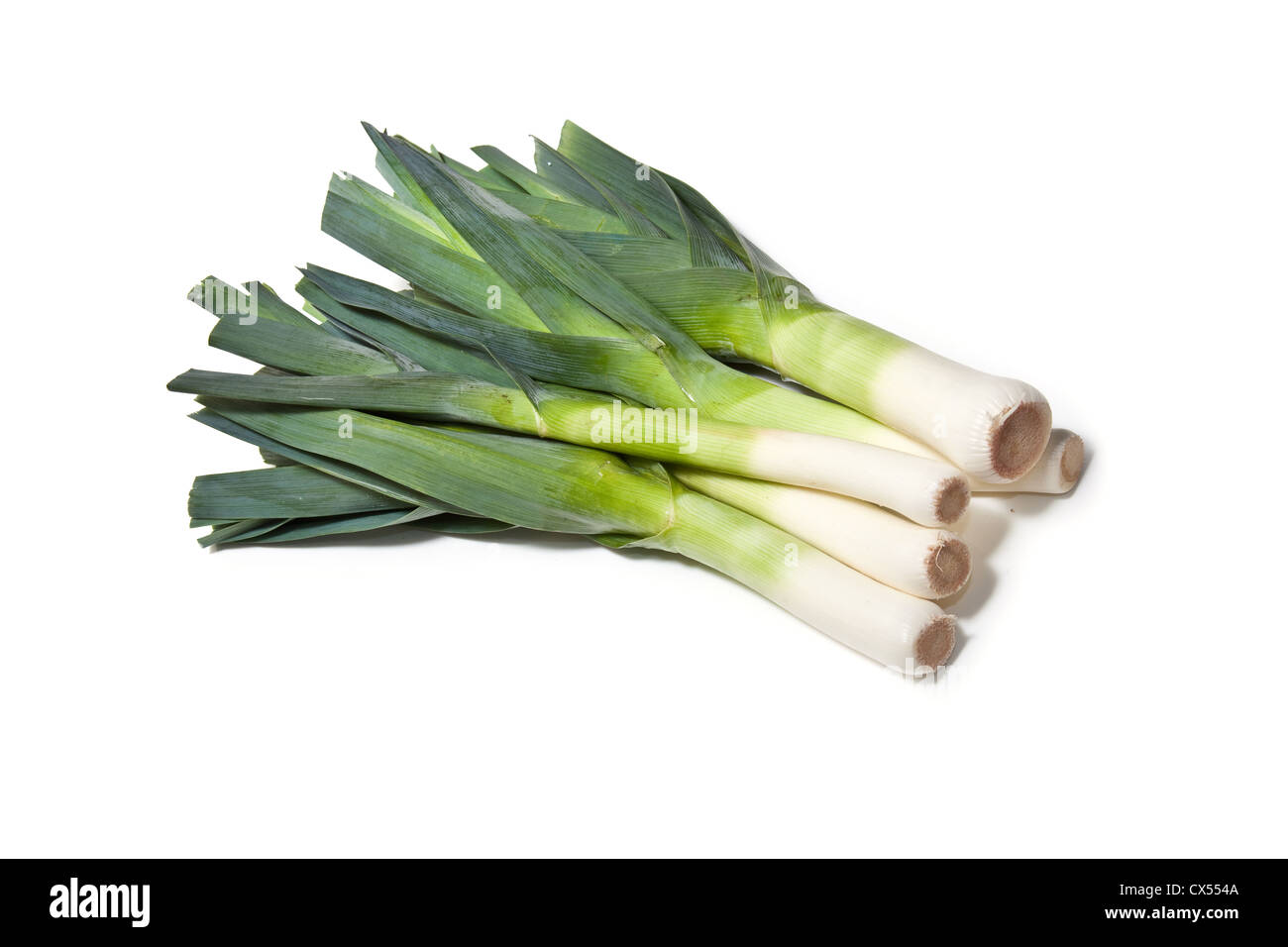 Bunch of large Leeks isolated on a white studio background Stock Photo ...