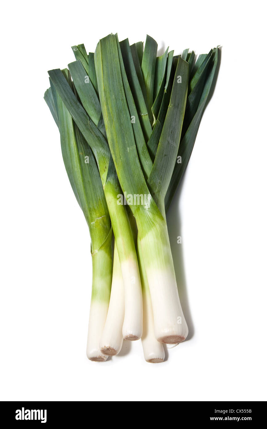 Bunch of large Leeks isolated on a white studio background Stock Photo ...