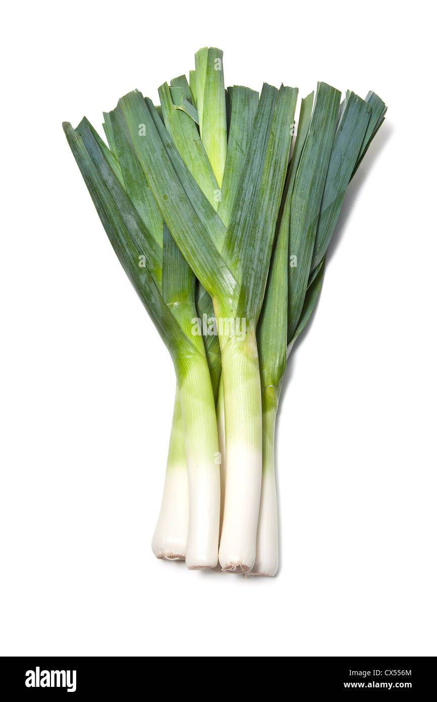 Bunch of large Leeks isolated on a white studio background Stock Photo ...