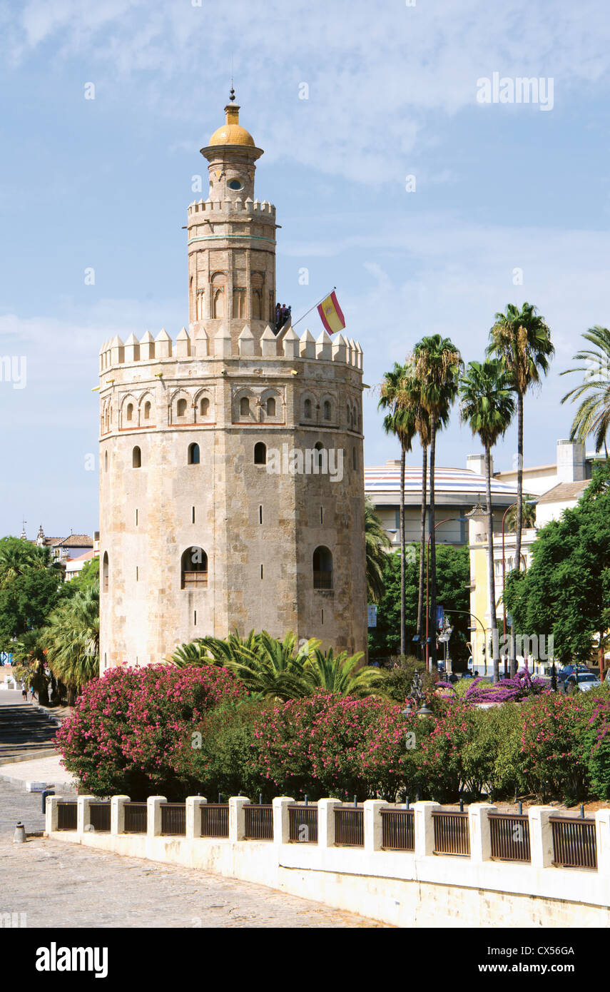 Golden Tower Seville, Torre del Oro, in Seville. Andalusia, Southern ...
