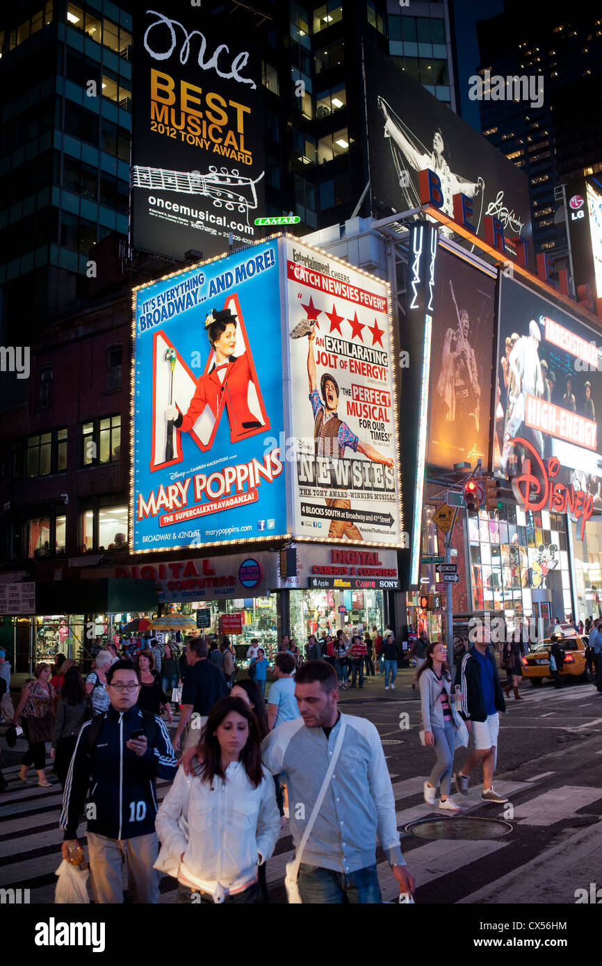 Advertising in Times Square in New York for Broadway plays and musicals ...