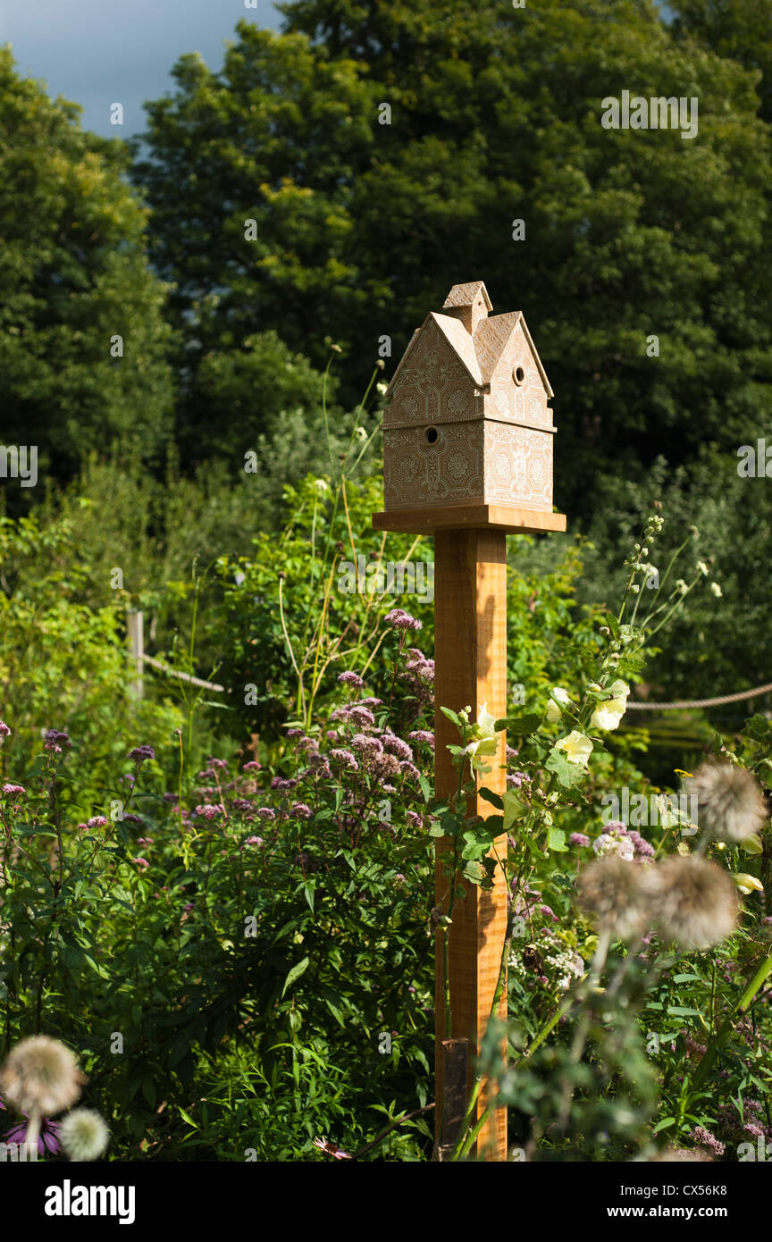 Decorative bird box at Painswick Rococo Garden, Gloucestershire ...