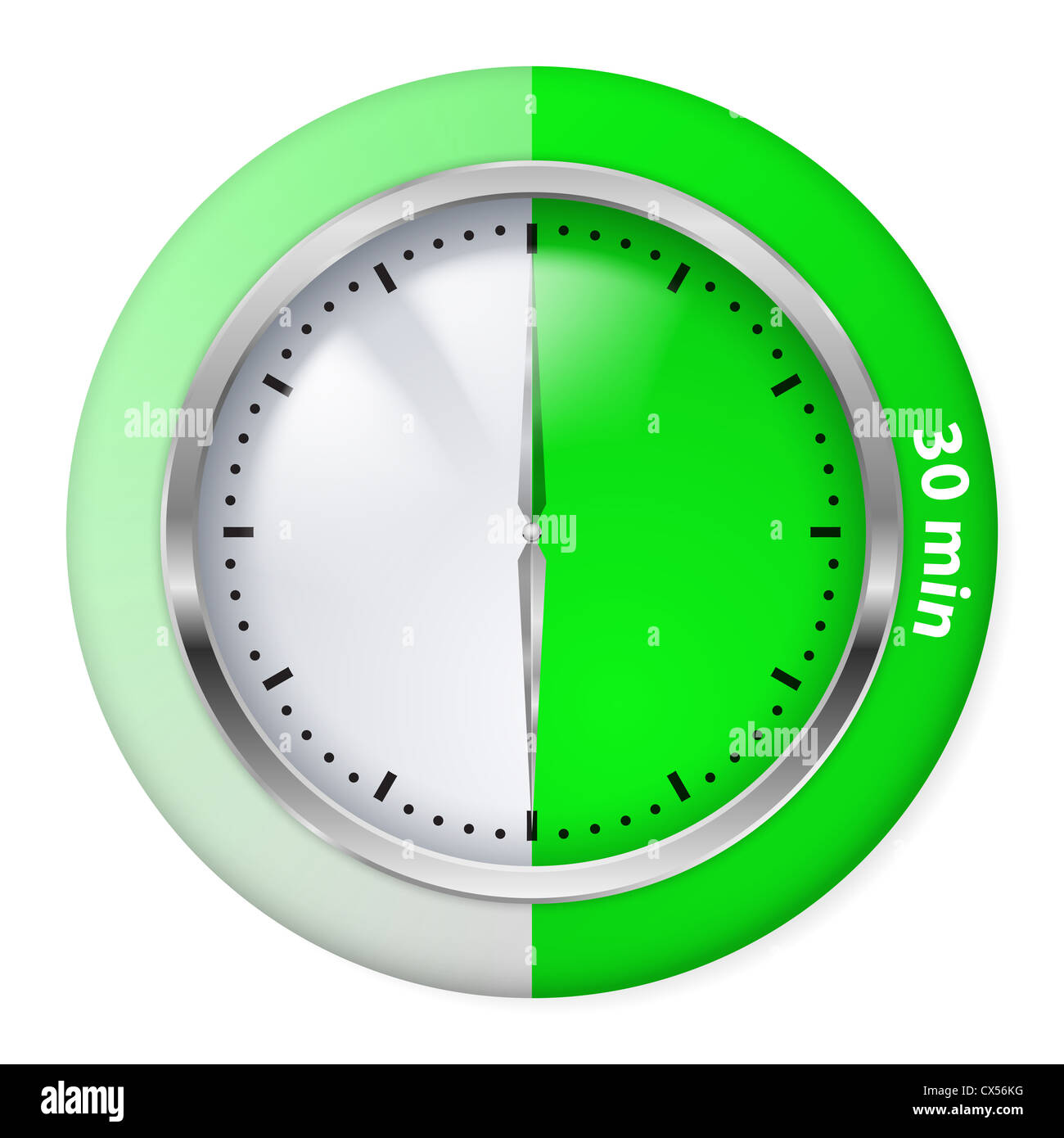 Green Timer Icon. Thirty Minutes. Illustration on white Stock Photo - Alamy