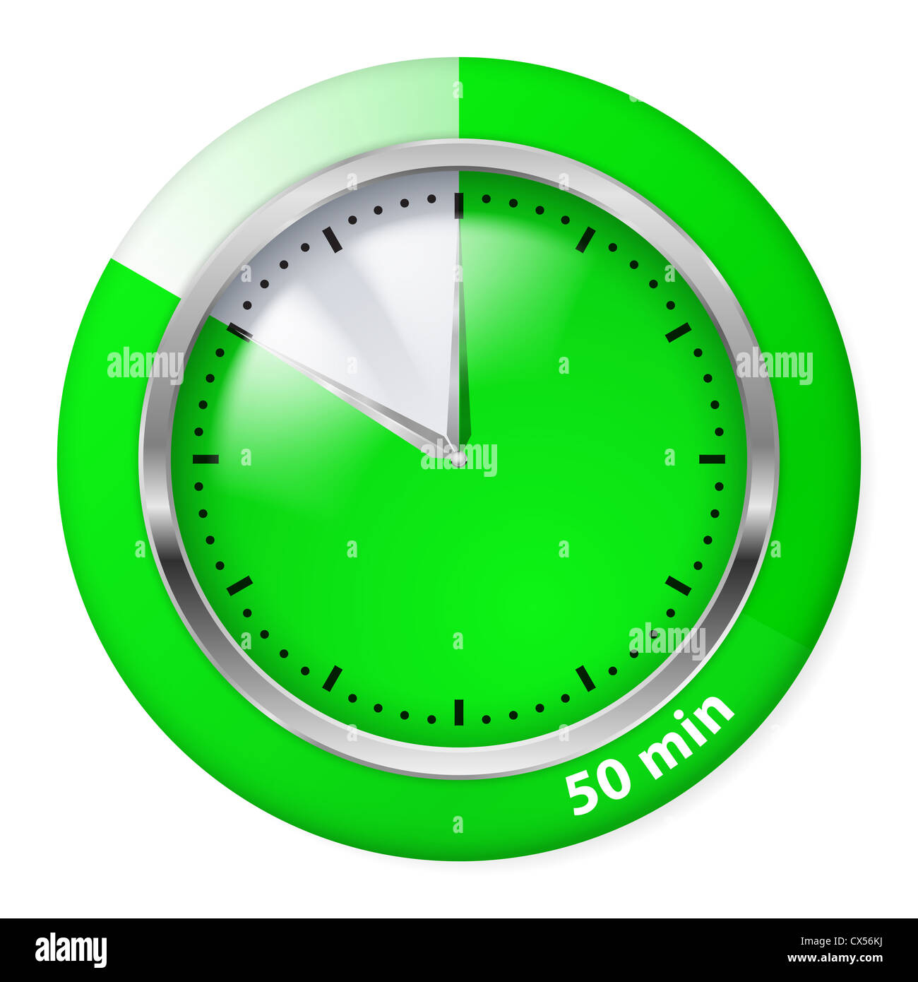 Green Timer Icon. Fifty Minutes. Illustration on white Stock Photo - Alamy