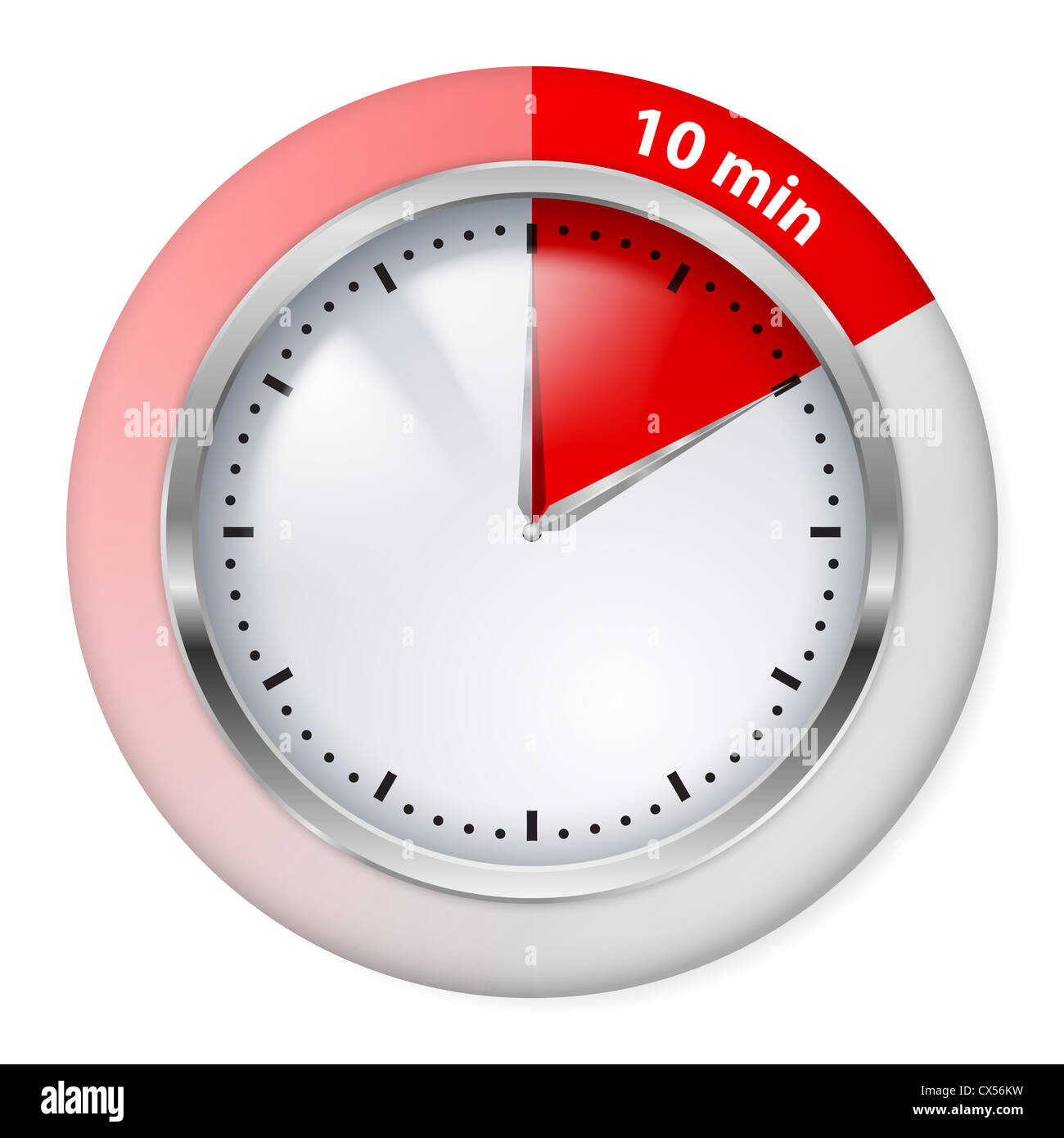 Red Timer Icon. Ten Minutes. Illustration on white Stock Photo - Alamy