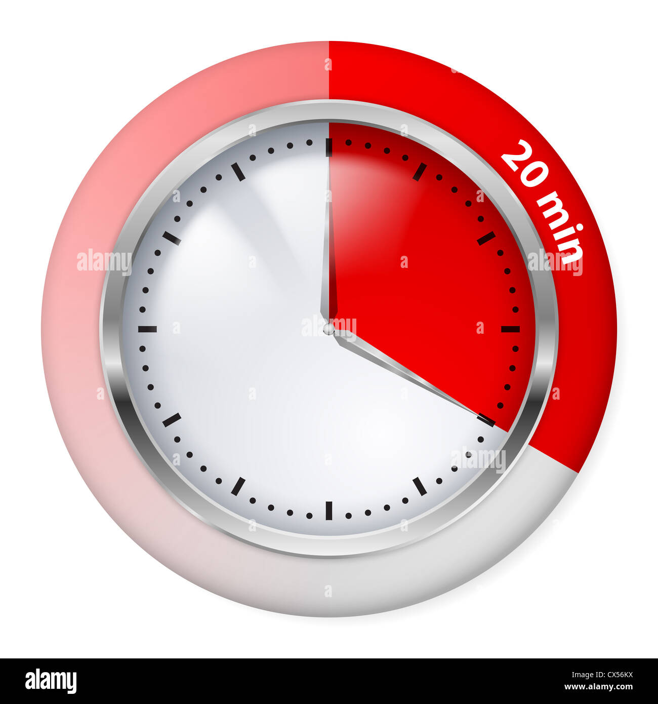 Red Timer Icon. Twenty Minutes. Illustration on white Stock Photo - Alamy