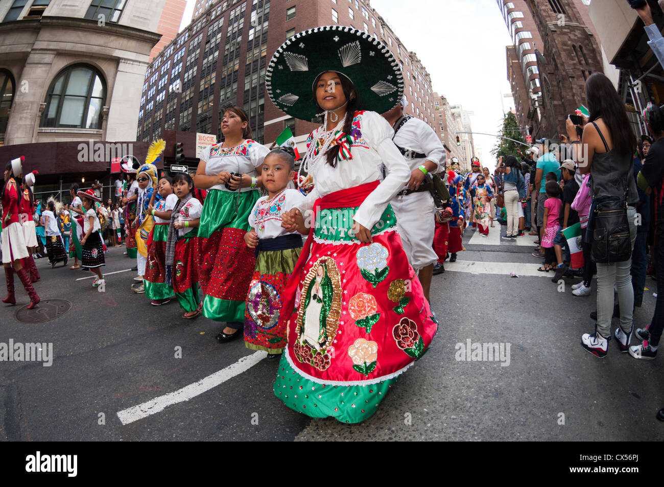 Mexican-Americans on Madison Avenue in New York for the annual Mexican ...
