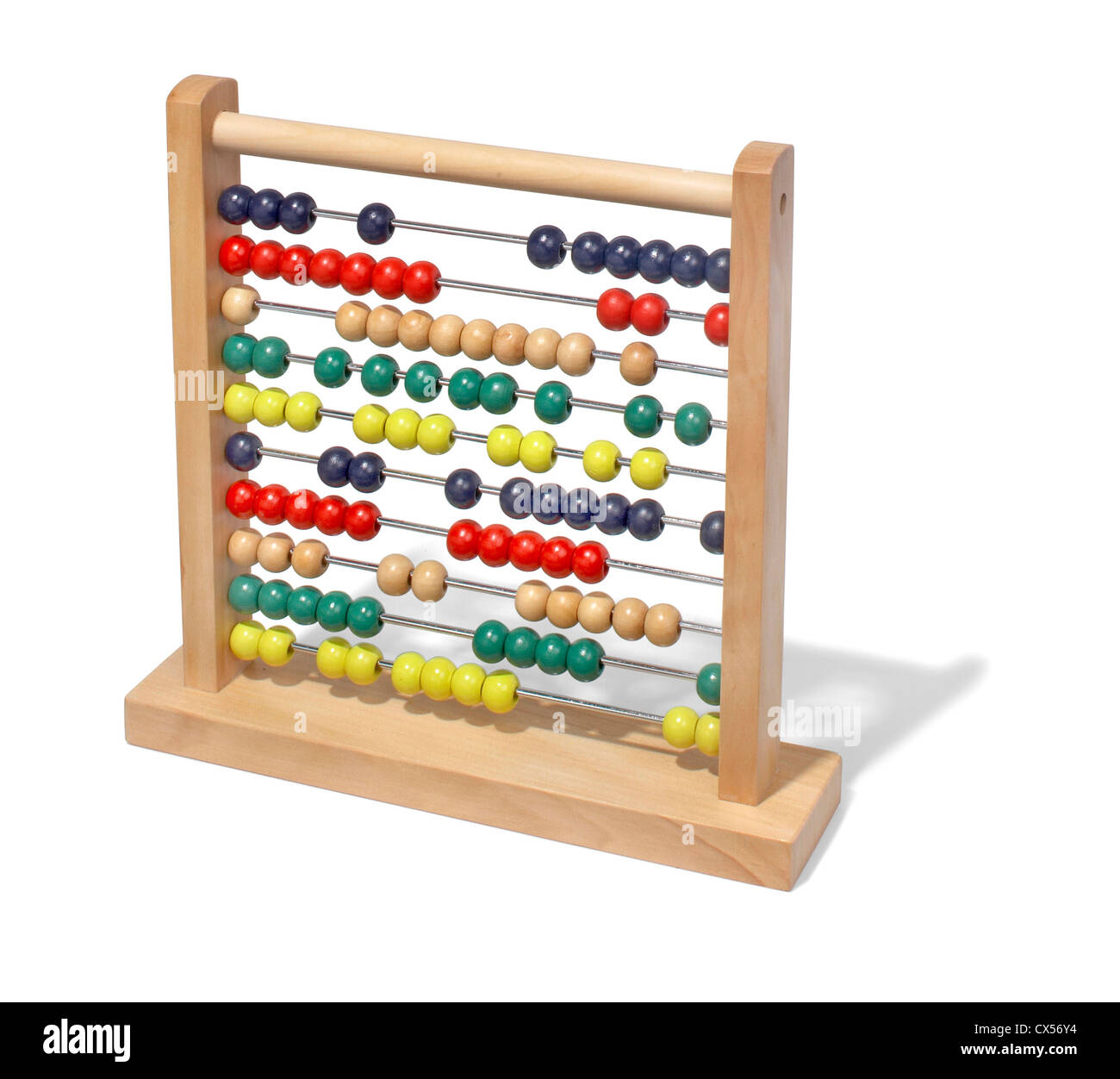 An abacus made of bamboo frame with beads sliding on wires photographed ...