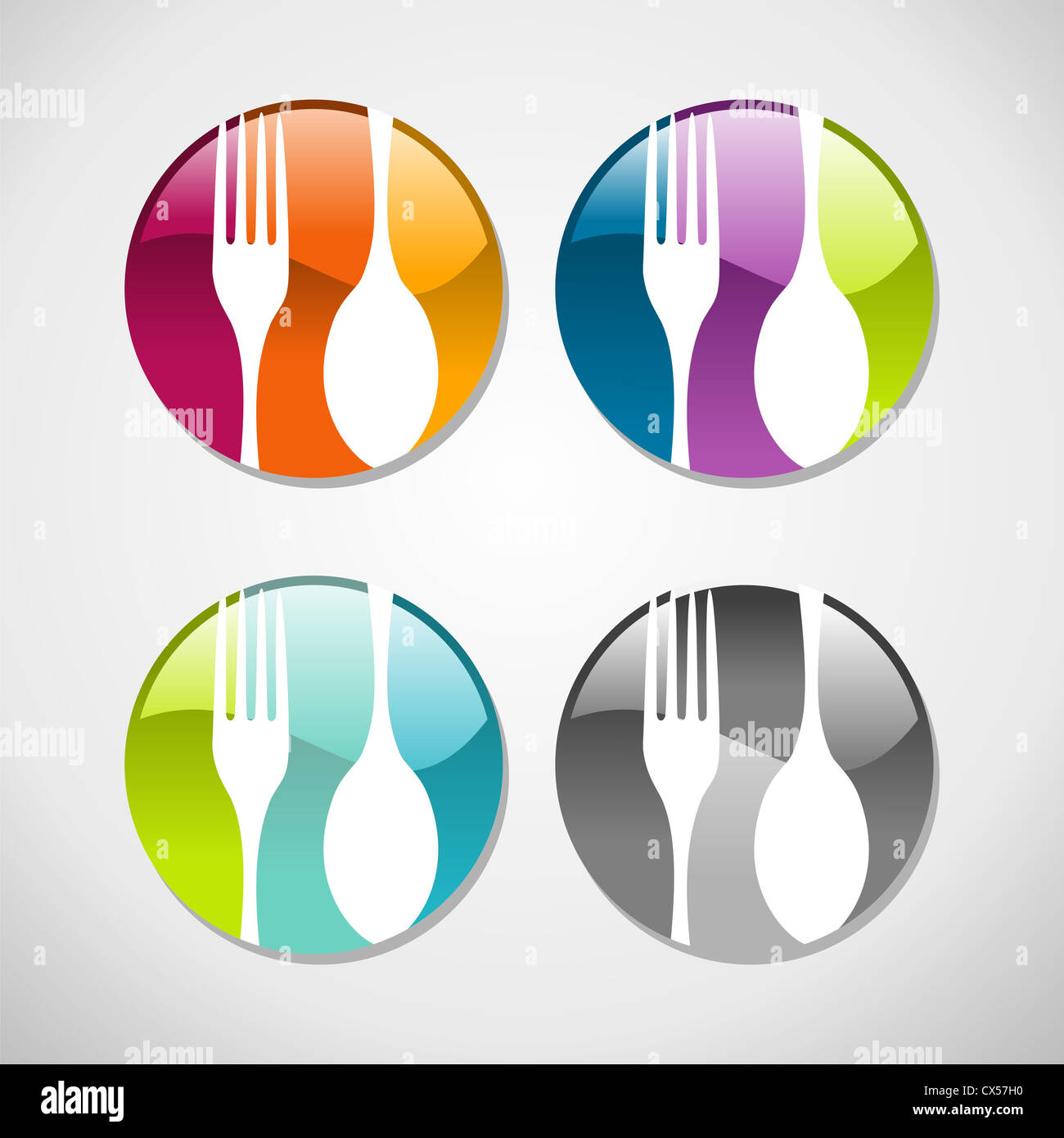 Multicolored glossy food web icons set background. Vector illustration ...