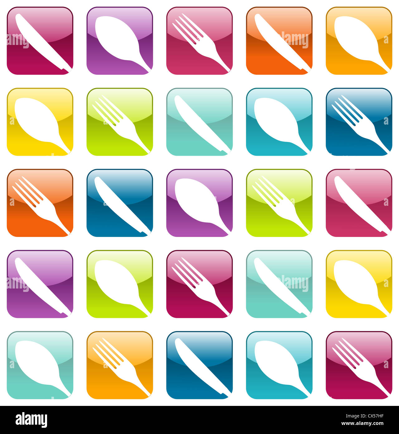Multicolored cutlery icons set seamless pattern background. Vector ...
