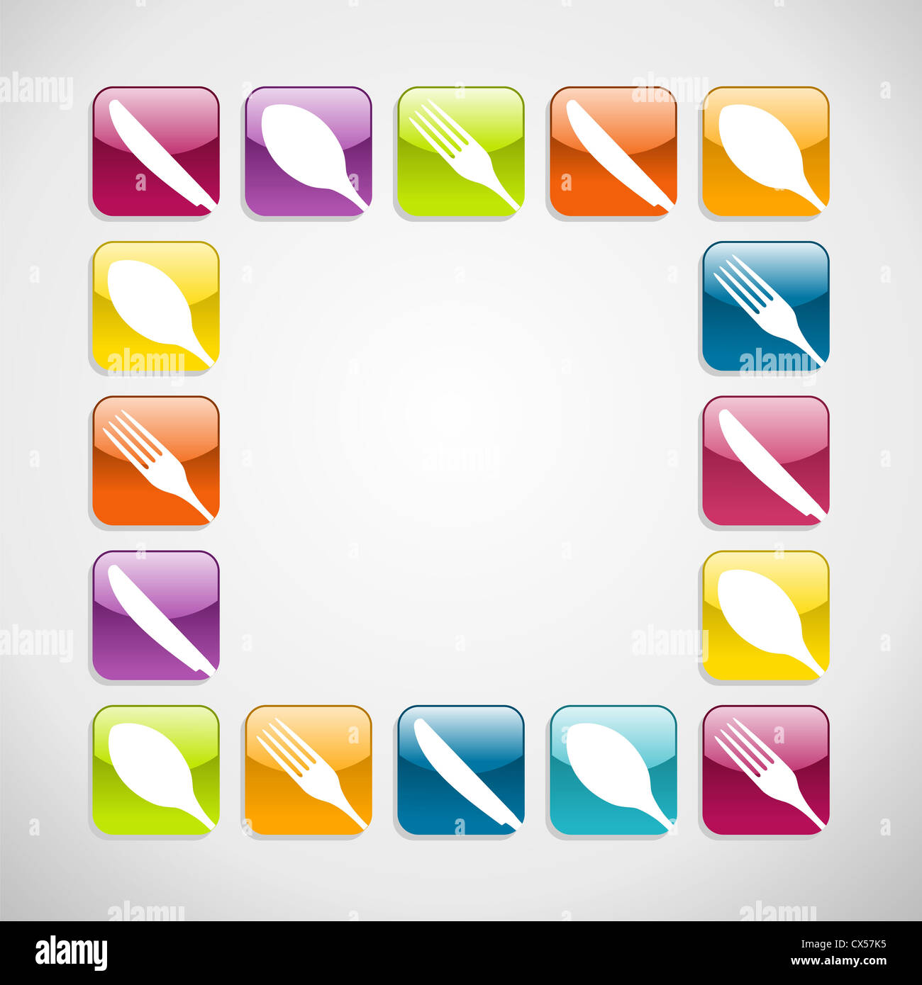 Multicolored cutlery web icons background for restaurant. Vector ...