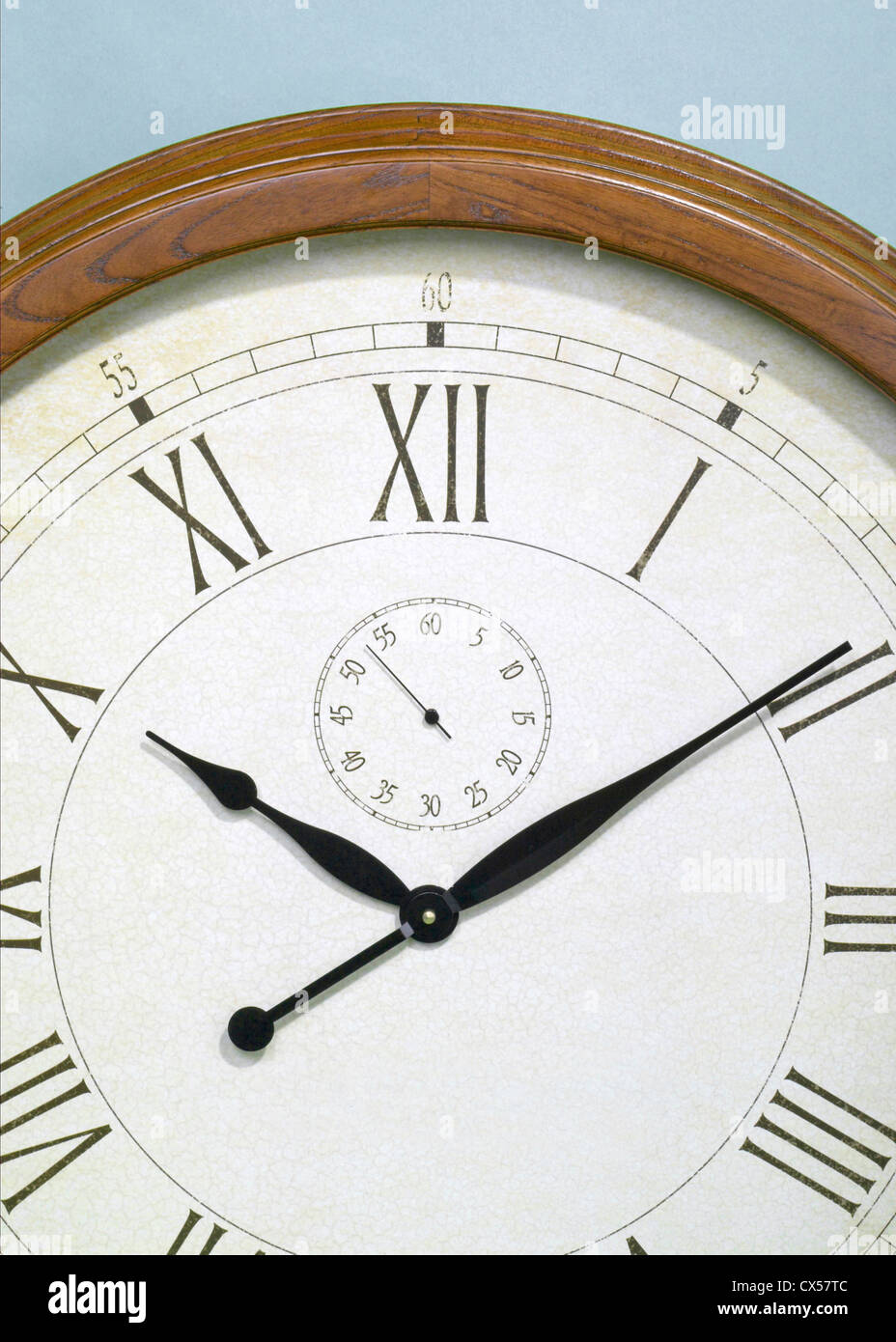 wood clock with roman numerals Stock Photo - Alamy