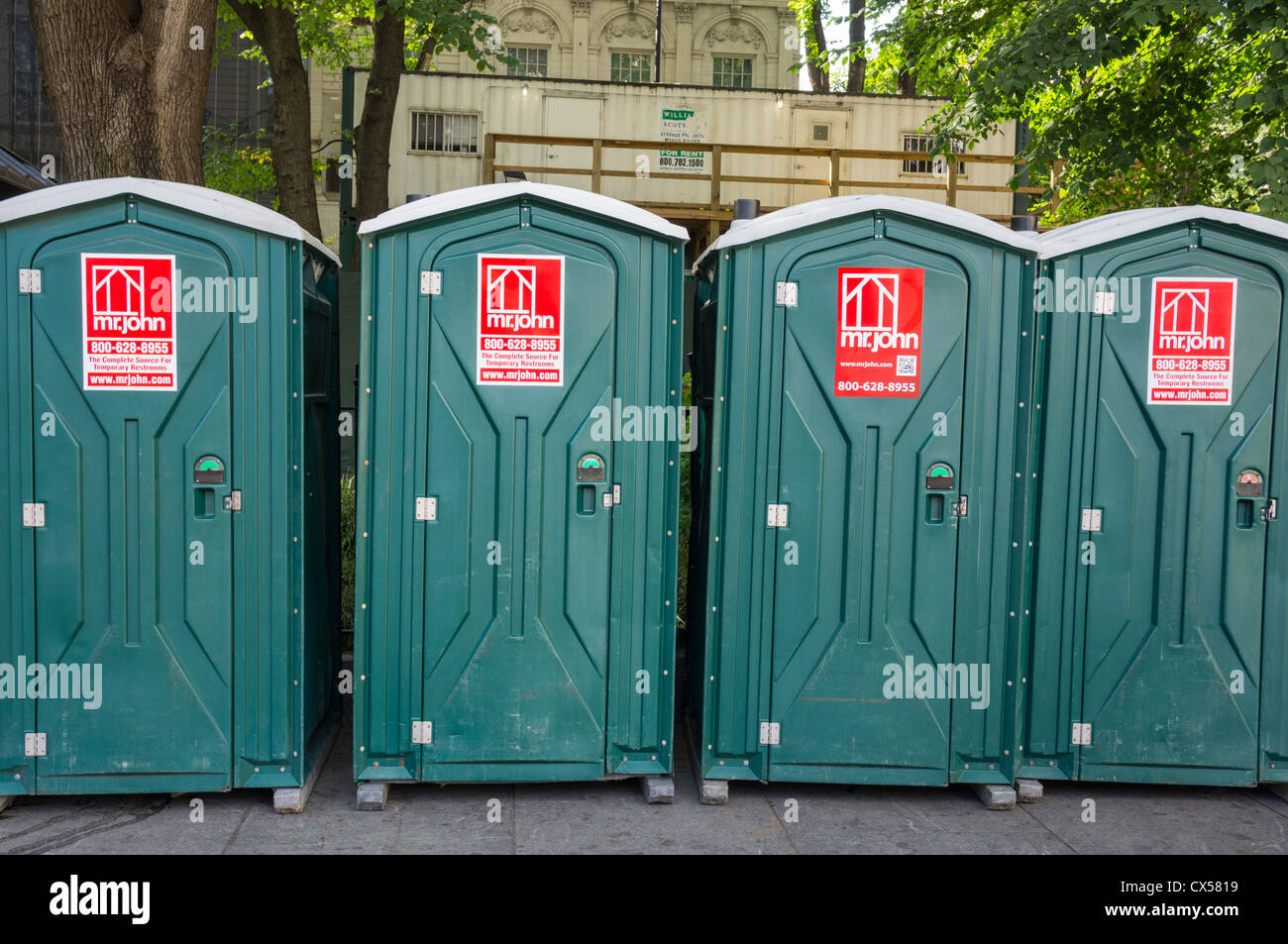 A line of public restrooms in a pocket park between City Hall and the ...