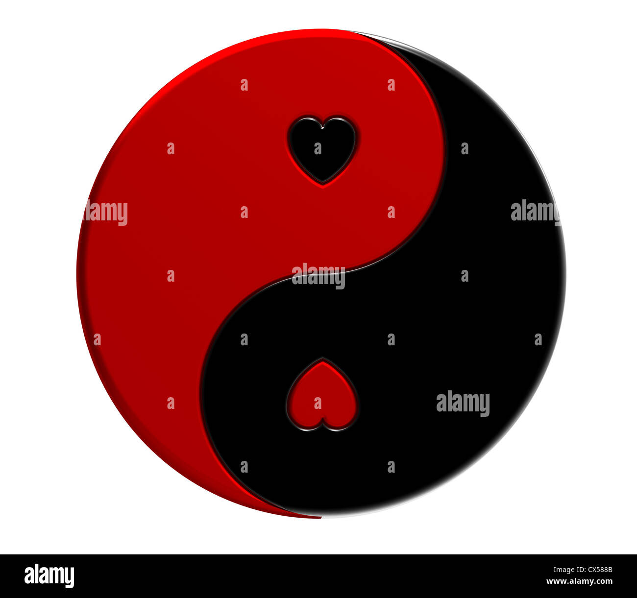 Yin-yang symbol with hearts isolated on white, 3d render Stock Photo ...