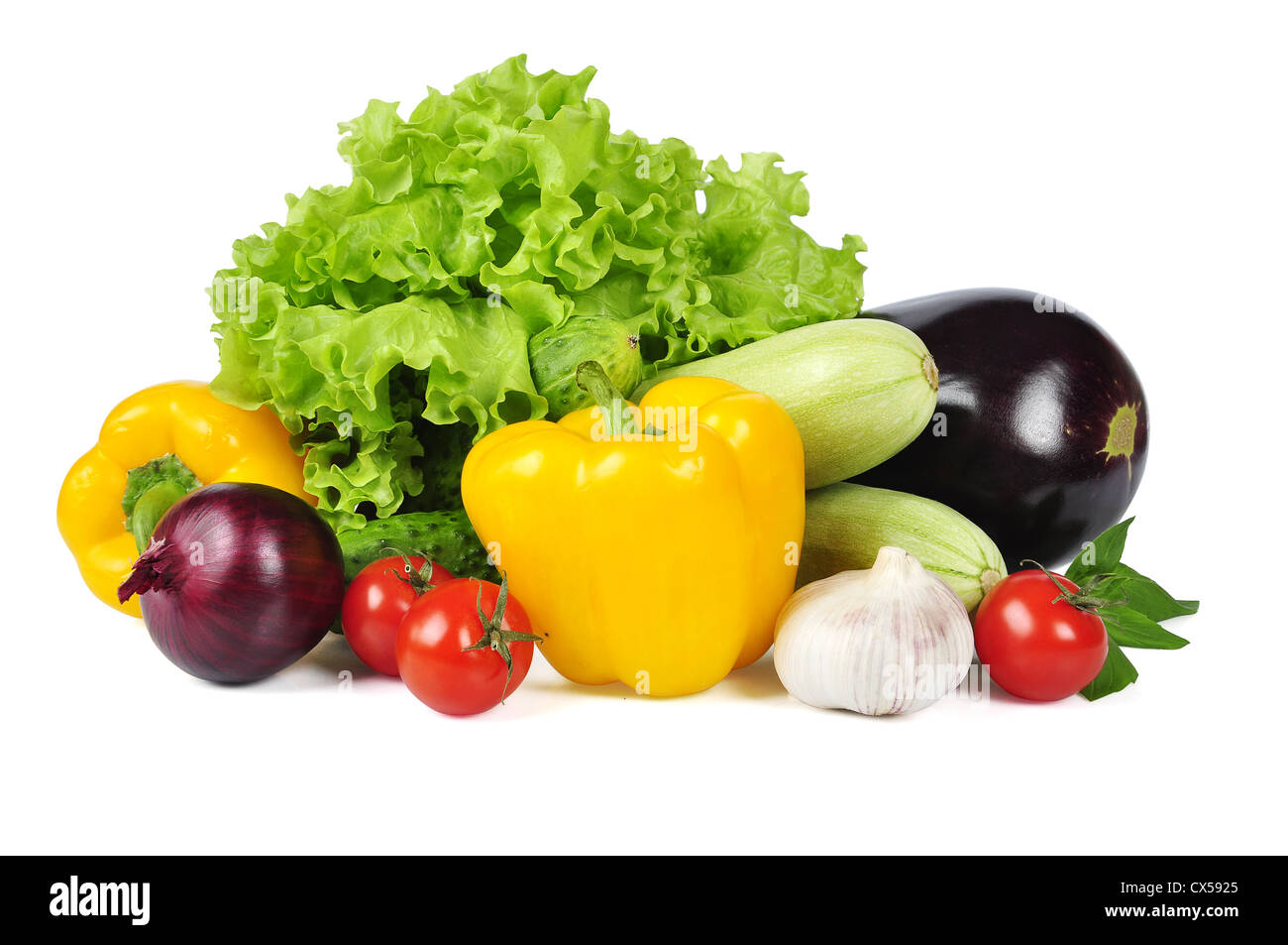 fresh vegetables with leaves isolated on white background. Clipping ...
