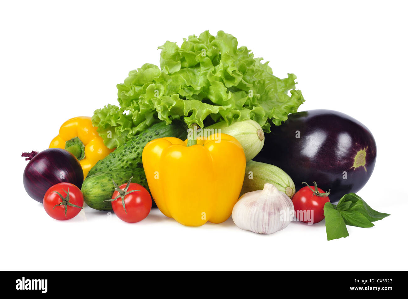 fresh vegetables with leaves isolated on white background Stock Photo ...