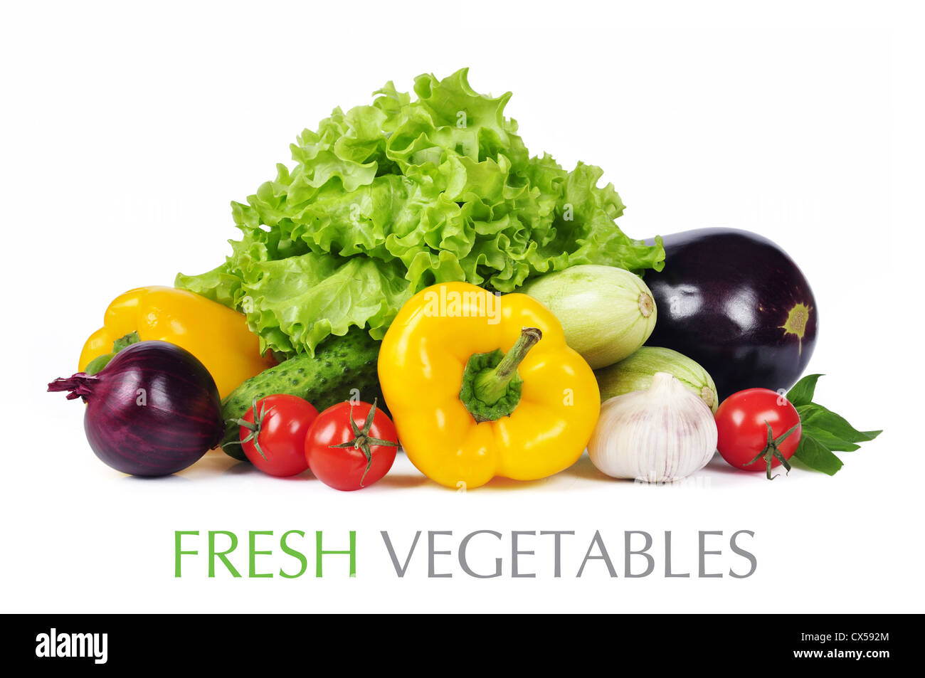 fresh vegetables with leaves isolated on white background. Clipping ...
