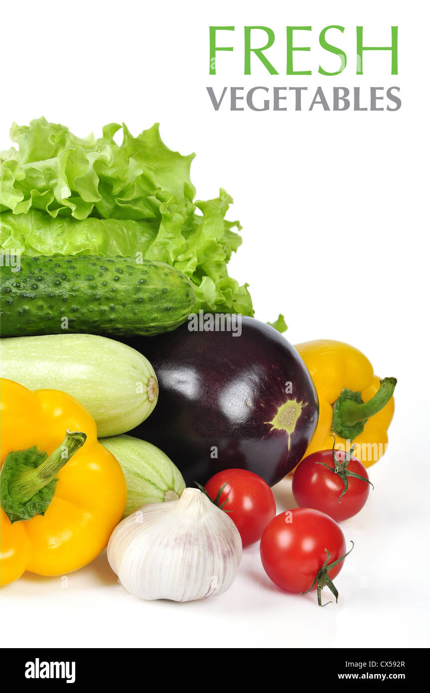 fresh vegetables with leaves isolated on white background Stock Photo ...
