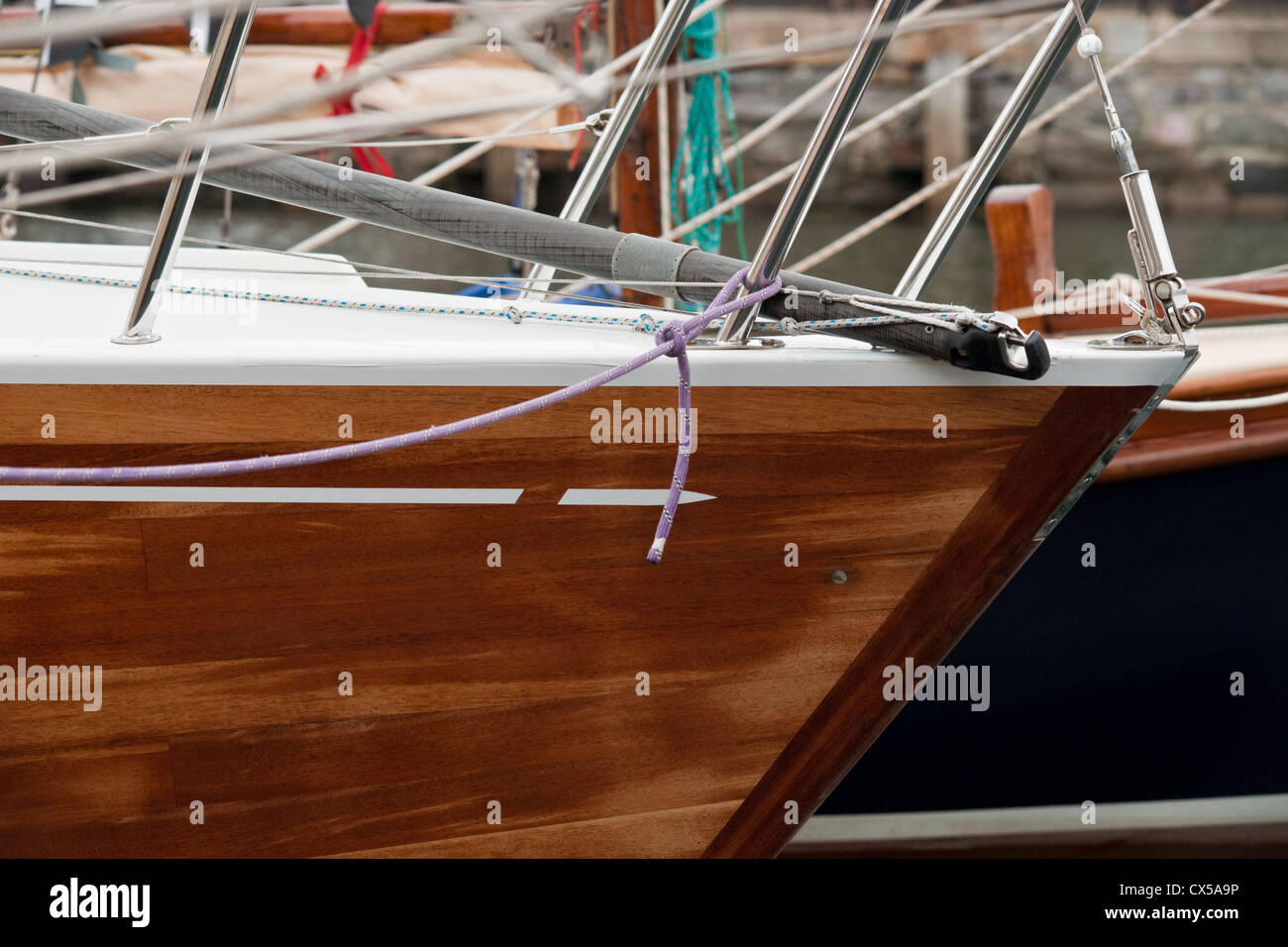The bow of an old wooden sailing boat Stock Photo - Alamy
