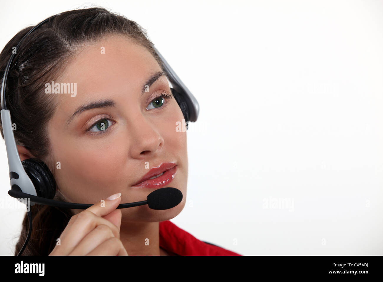 Call center agent taking a call Stock Photo - Alamy