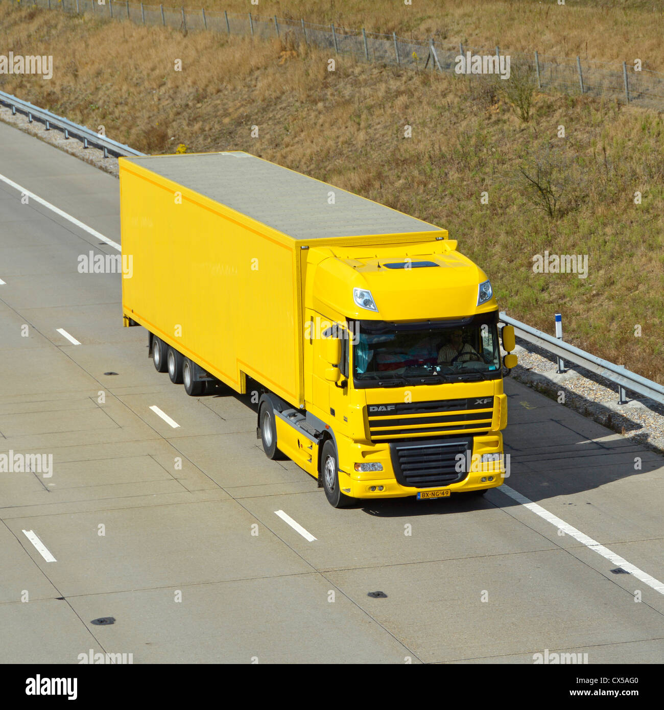 Unmarked continental left hand drive Daf lorry on motorway Stock Photo ...