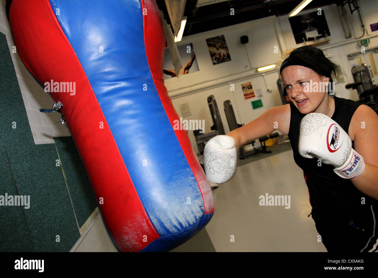 A group of young upcoming female boxers training in a gym in Brighton ...