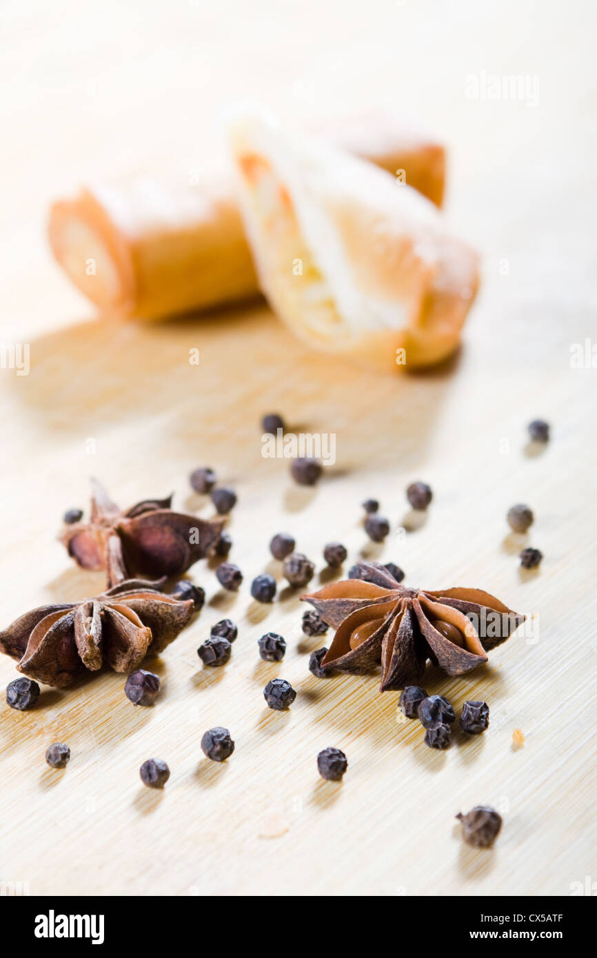 Chinese spring roll and spice Stock Photo - Alamy
