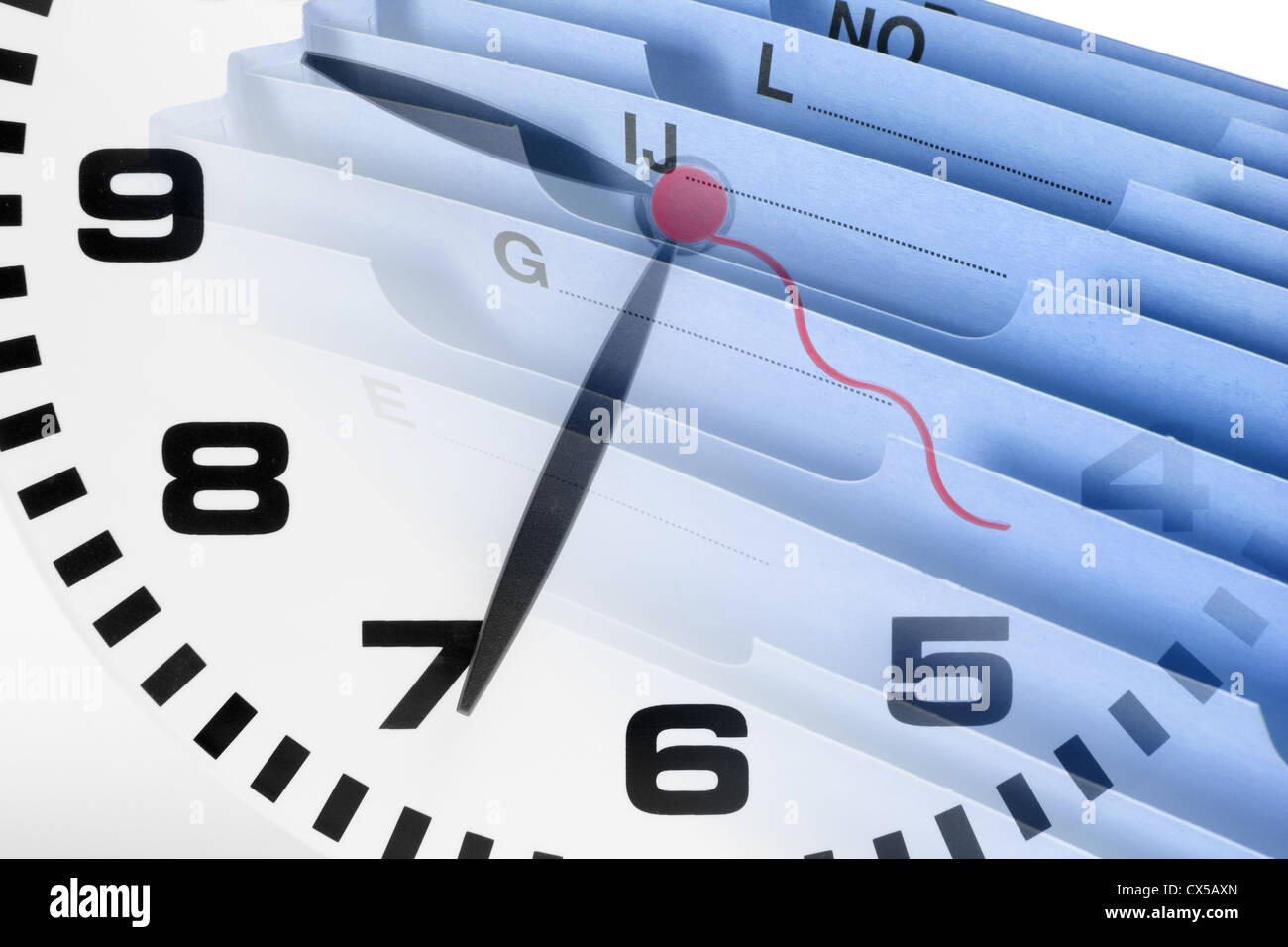 Document Wallet and Clock Stock Photo - Alamy