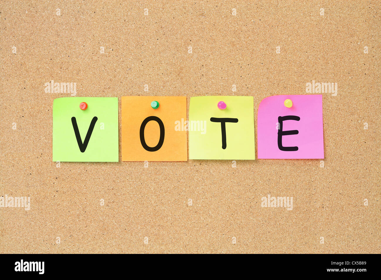 Sticky Notes on Cork Board Stock Photo - Alamy