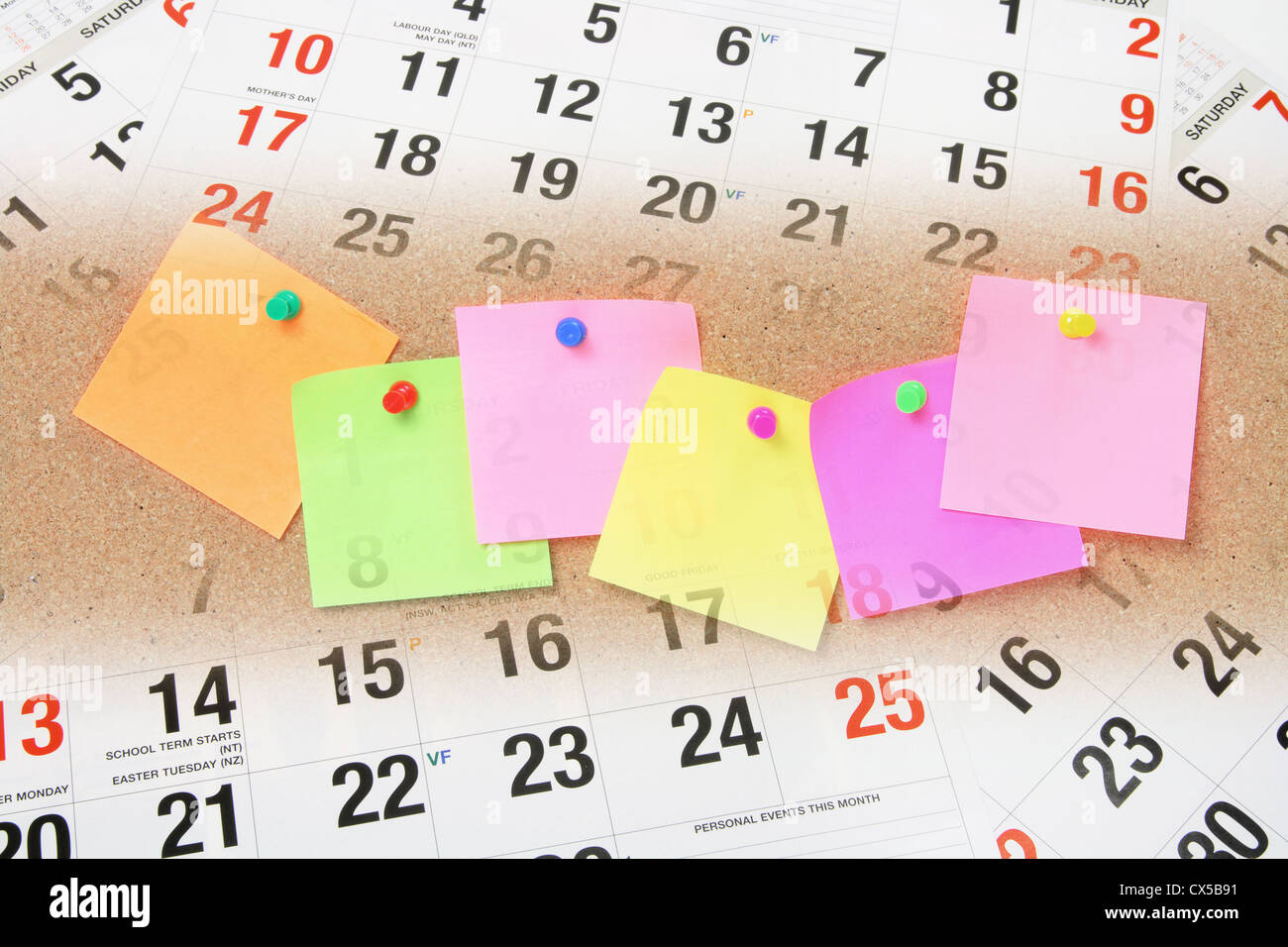 Sticky Notes and Calendar Pages Stock Photo - Alamy