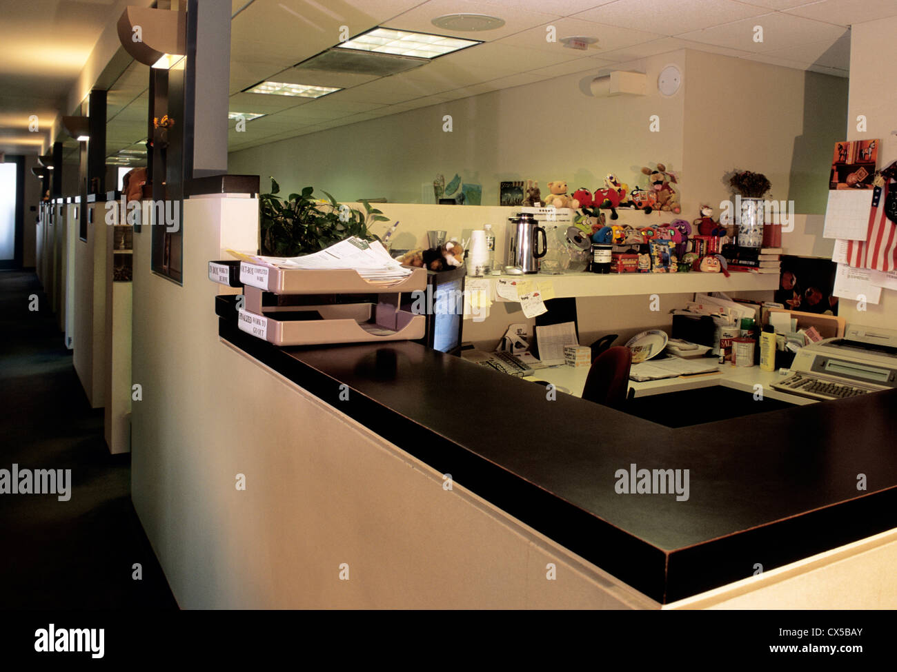 Secretary's cubical in an empty office in New York City USA. Workplace ...