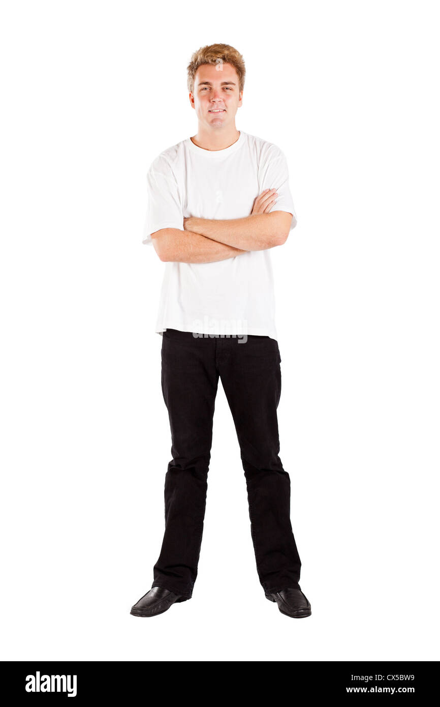 full length portrait of young man isolated on white background Stock ...