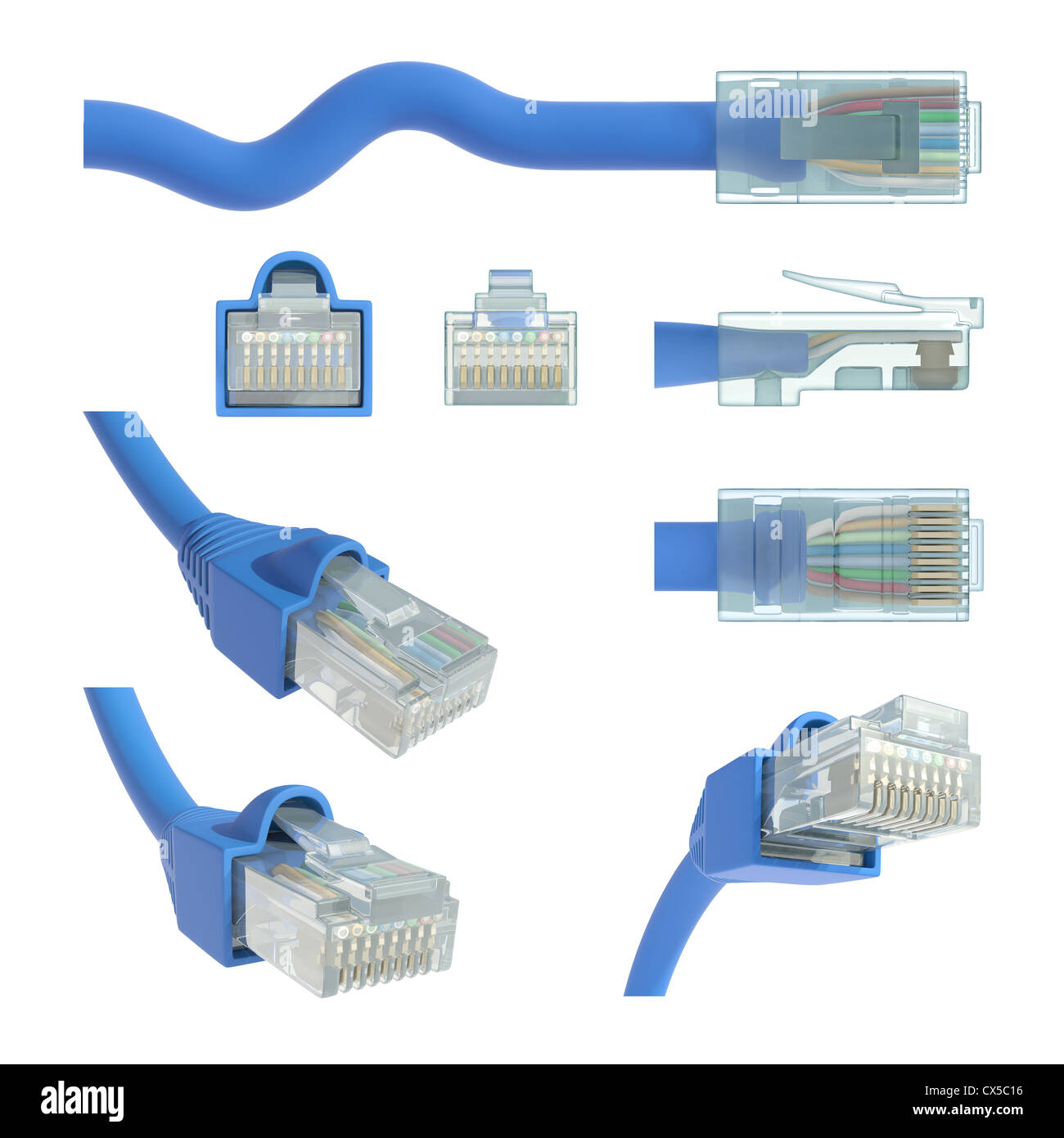 RJ45 cable in various positions and angles of vision Stock Photo - Alamy