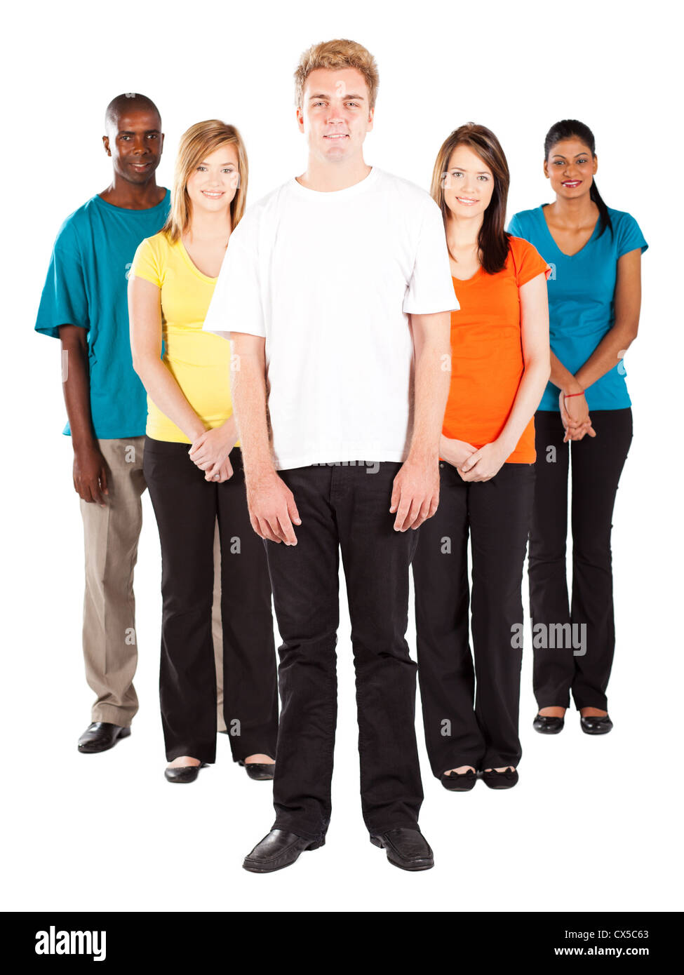 group of young multicultural people on white background Stock Photo - Alamy