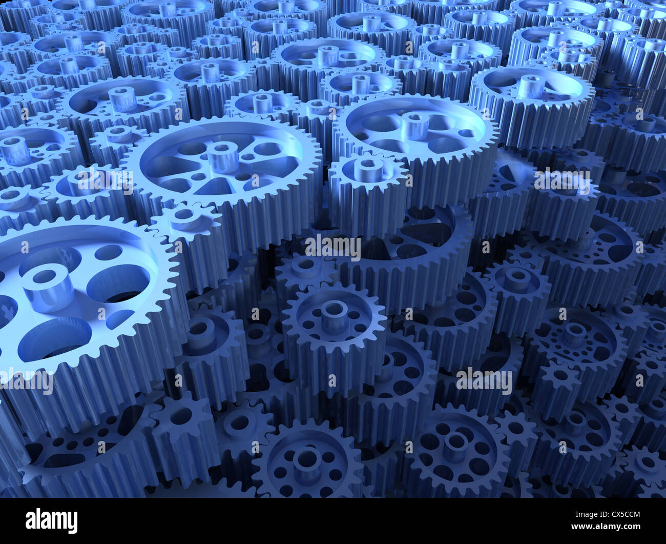 Set of gears interconnected forming a machine concept Stock Photo - Alamy