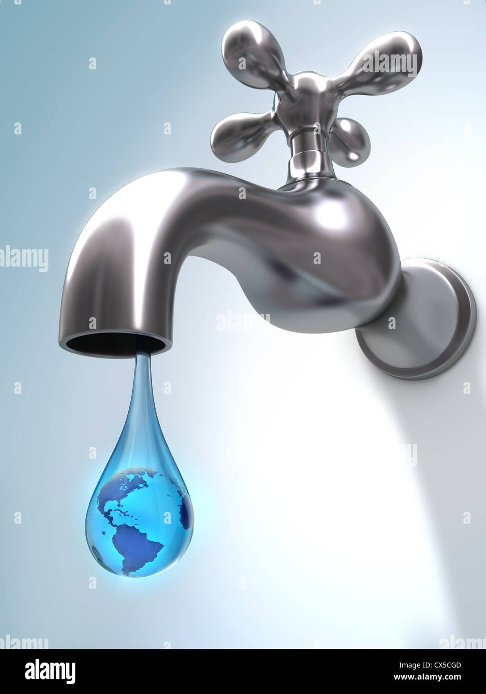 Concept of waste of water in the world. The last drop of water in the ...