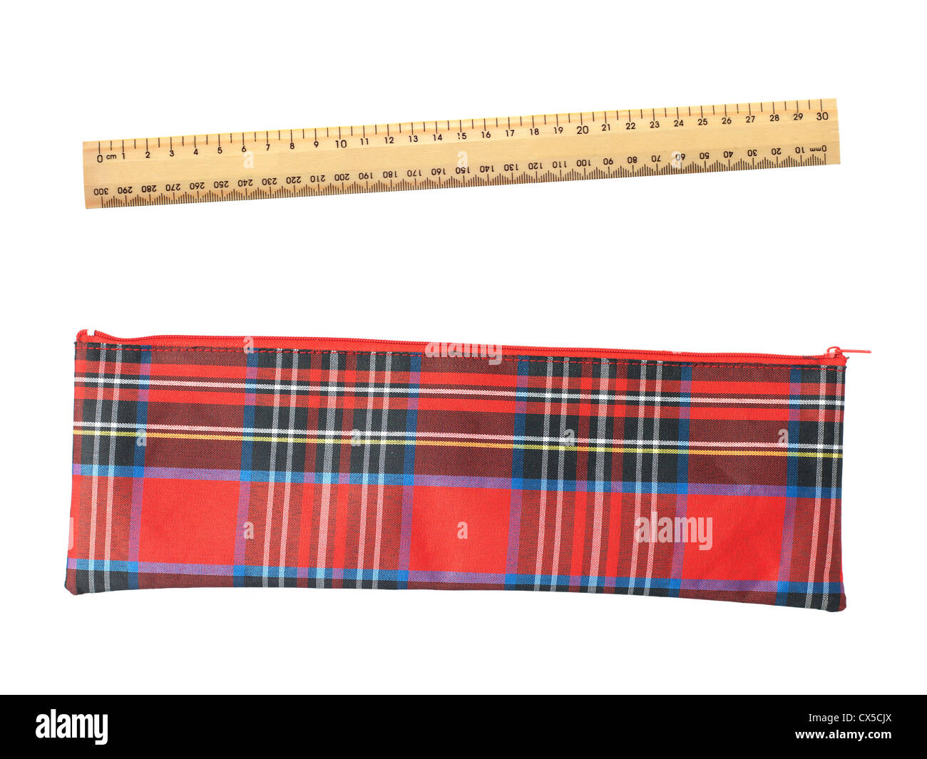 A metal ruler isolated against a white background Stock Photo - Alamy