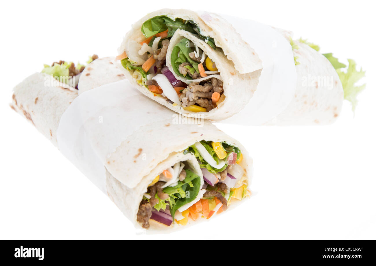 Heap of fresh Wraps isolated on white background Stock Photo - Alamy