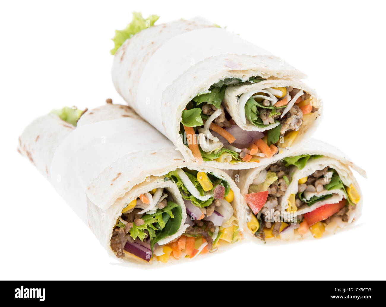 Heap of fresh Wraps isolated on white background Stock Photo - Alamy