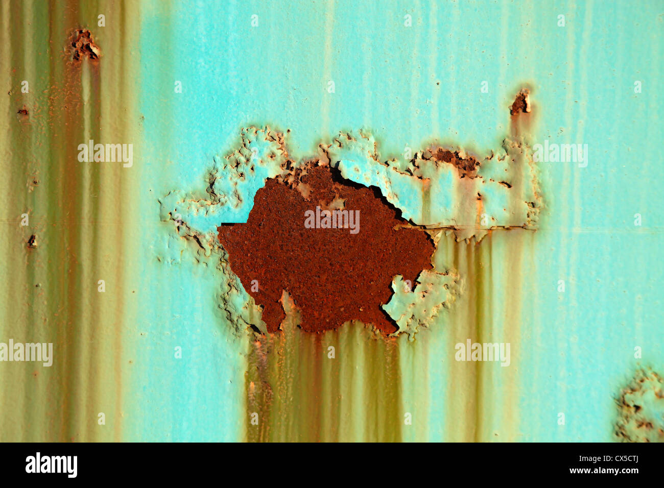 Rusted metal wall with green paint Stock Photo - Alamy