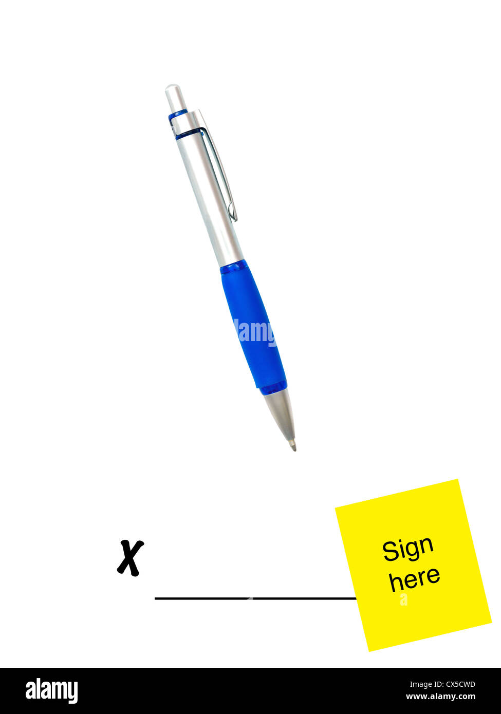 A conceptual business image using sign here post its Stock Photo - Alamy