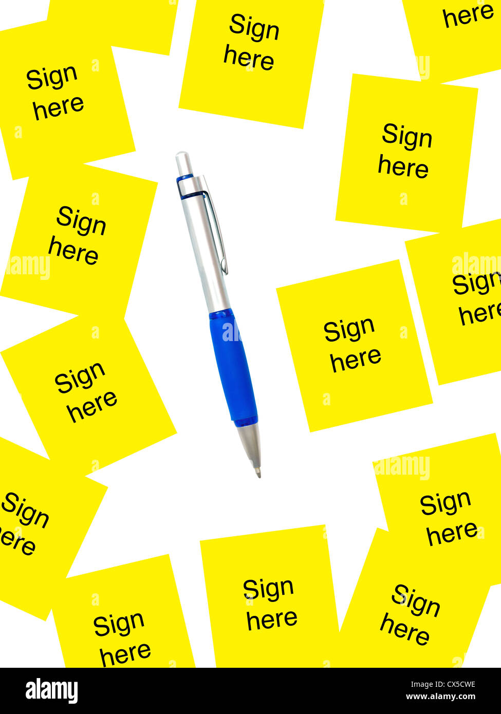 A conceptual business image using sign here post its Stock Photo - Alamy