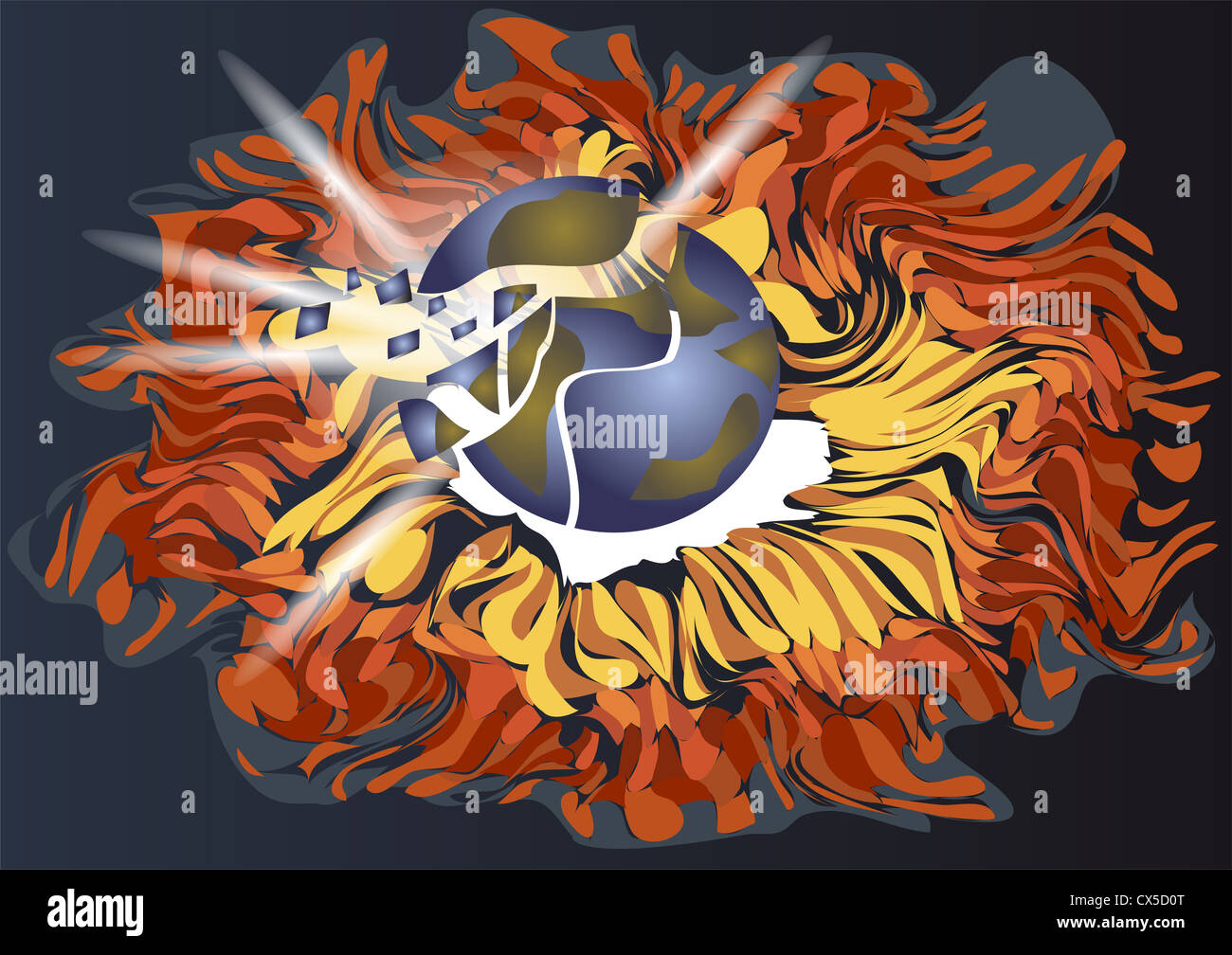 explosion of the planet. abstract dark background Stock Photo - Alamy