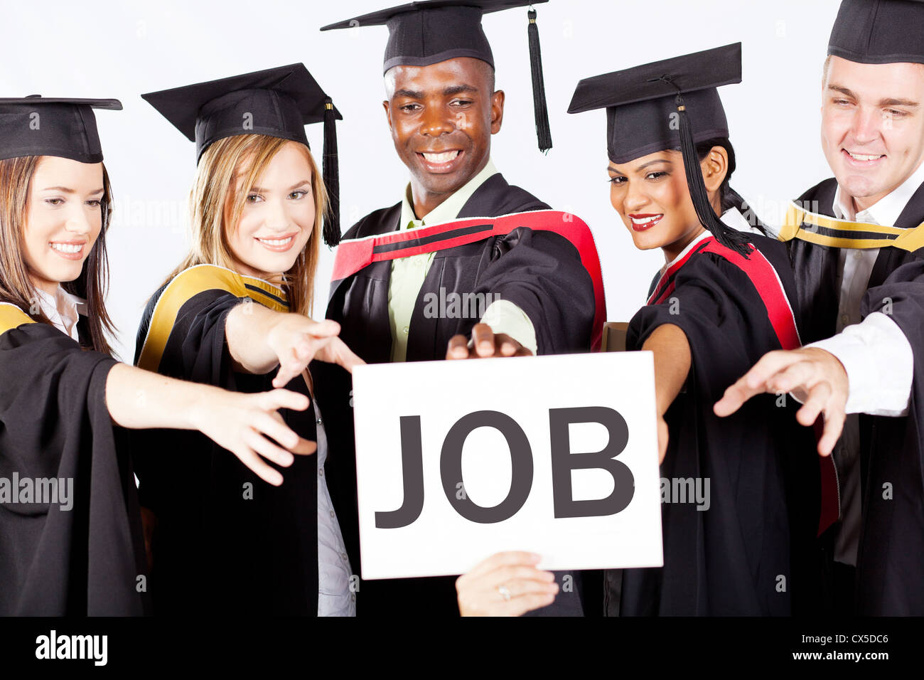 group of graduates grab job Stock Photo - Alamy