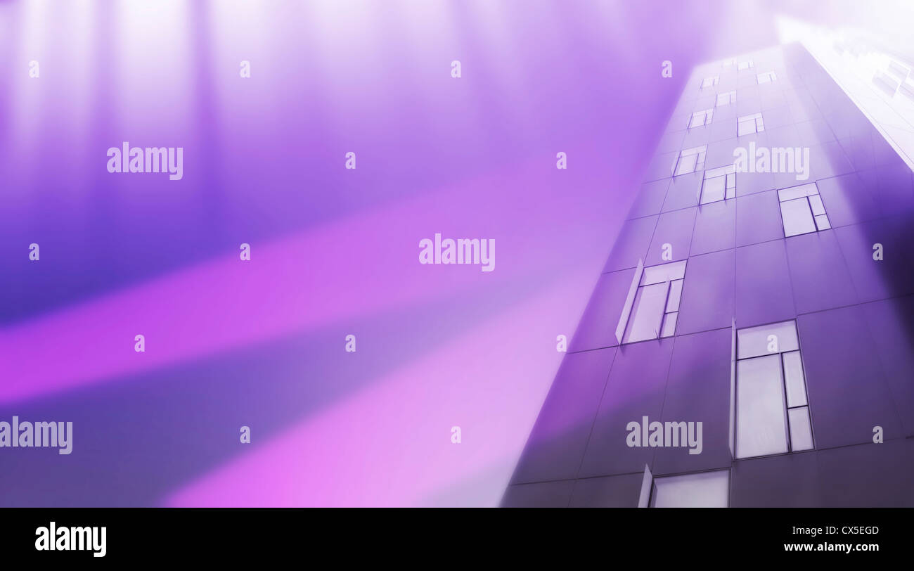 Modern skyscrapers covered with orange light Stock Photo - Alamy