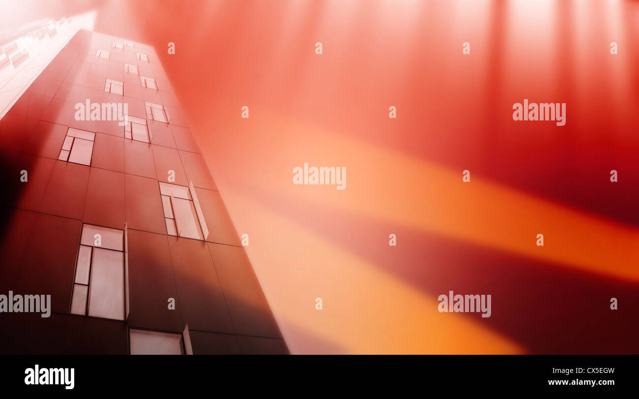 Modern skyscrapers covered with orange light Stock Photo - Alamy