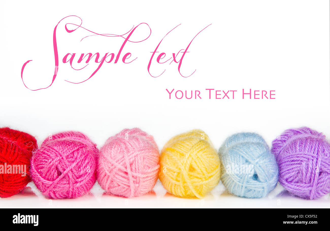 Collection of colorful balls of woolen yarn isolated on white Stock ...