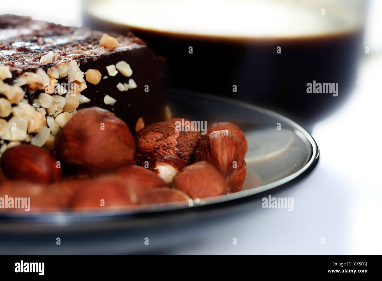 Almond cake with chocolate stuffing Stock Photo - Alamy