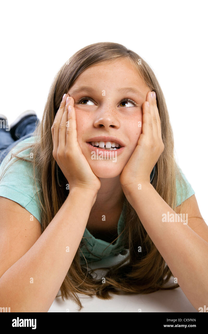 young girl looking up Stock Photo - Alamy